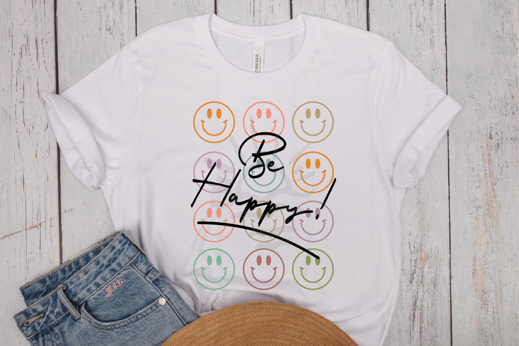 Be Happy PNG Bundle - Boho Smiley Face PNG - Smiley Face Clipart ...