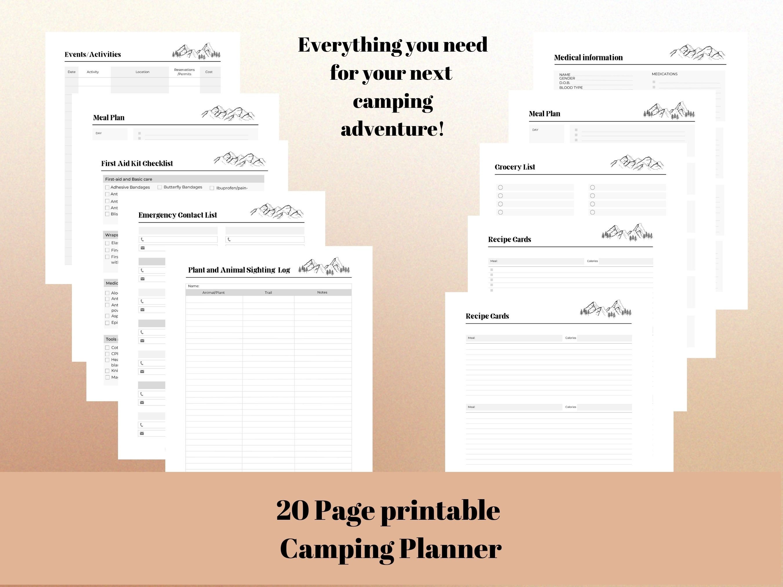 Camping Journal and Checklist Camping Packing Checklist Printable ...