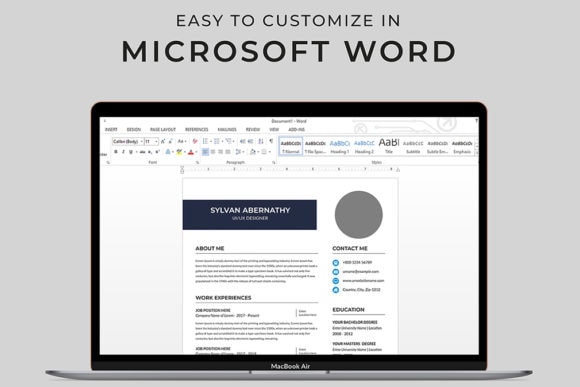 Professional Resume Template MS Word Resume Template - Etsy