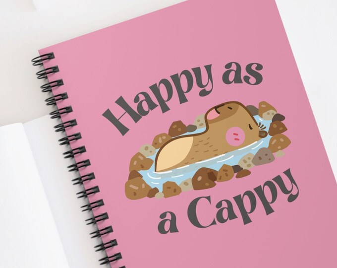 Happy as a Cappy, Capybara Journal, Capybara Spiral Notebook, Ruled ...