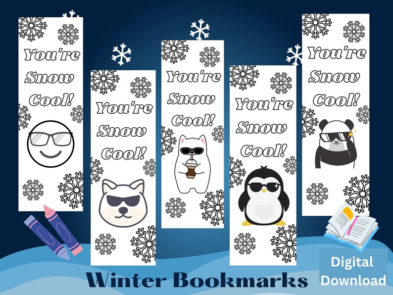 Fun Winter Bookmarks, Color in Bookmarks, Bookmarks With Puns, Kids ...