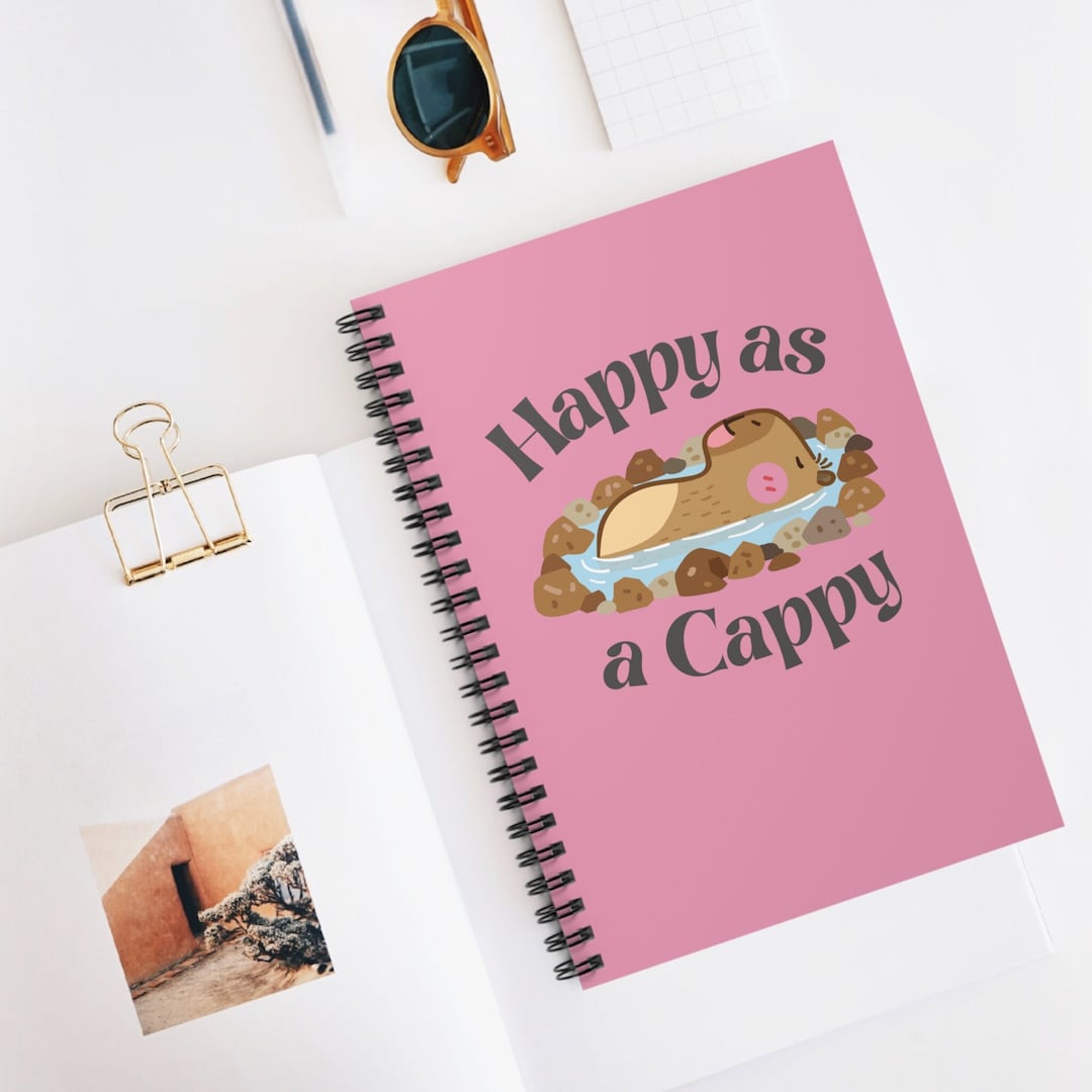 Happy as a Cappy, Capybara Journal, Capybara Spiral Notebook, Ruled ...