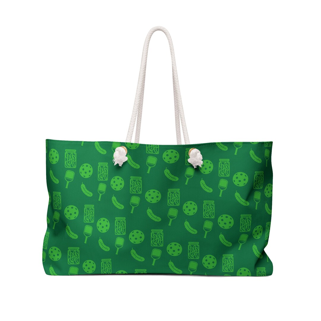 Pickleball Theme Weekender Bag, Cute Pickleball Bag, Lime Green and ...