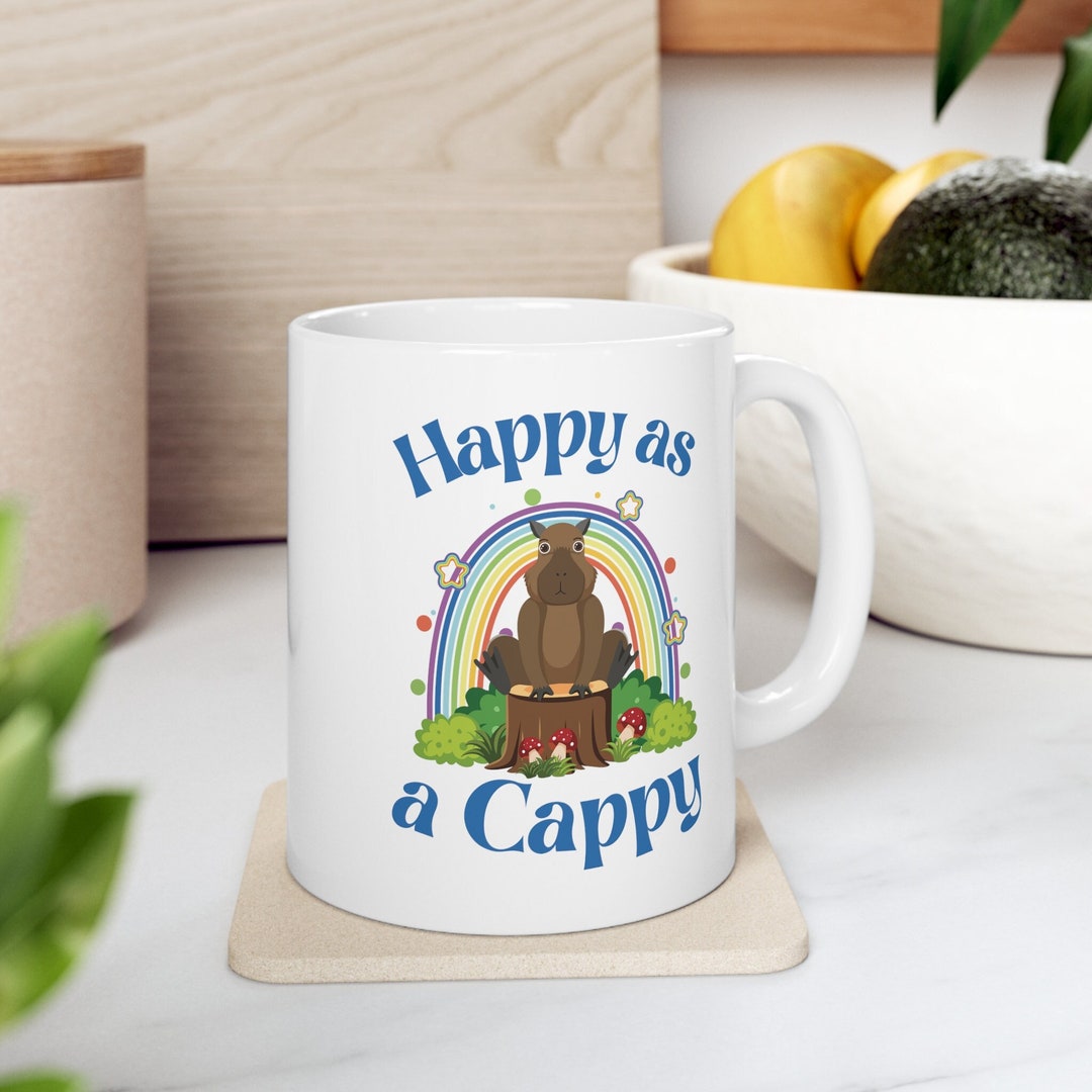 Capybara Mug, Happy as a Cappy, Capybara Coffee Cup, Cute Capybara Gift ...