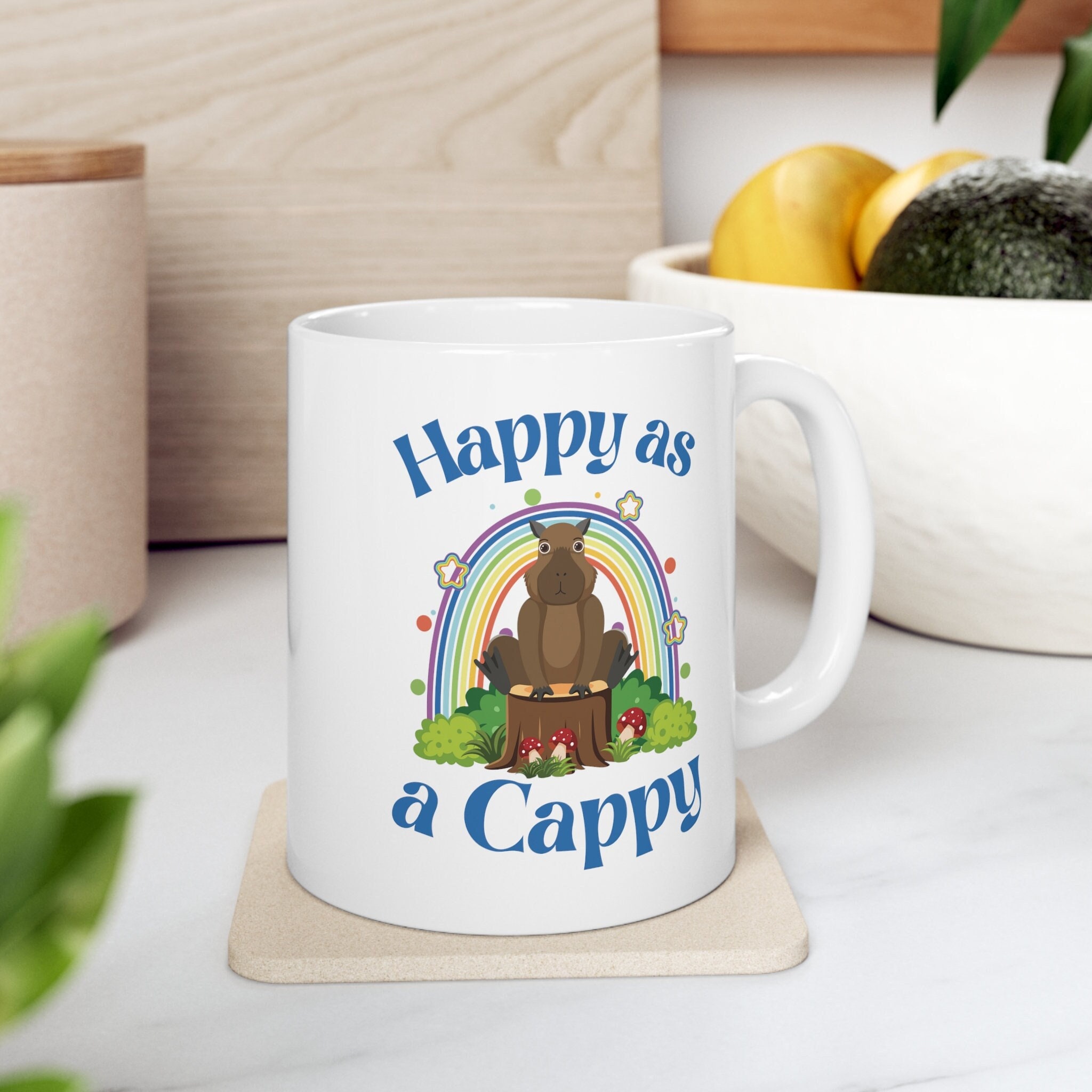 Capybara Mug, Happy as a Cappy, Capybara Coffee Cup, Cute Capybara Gift ...