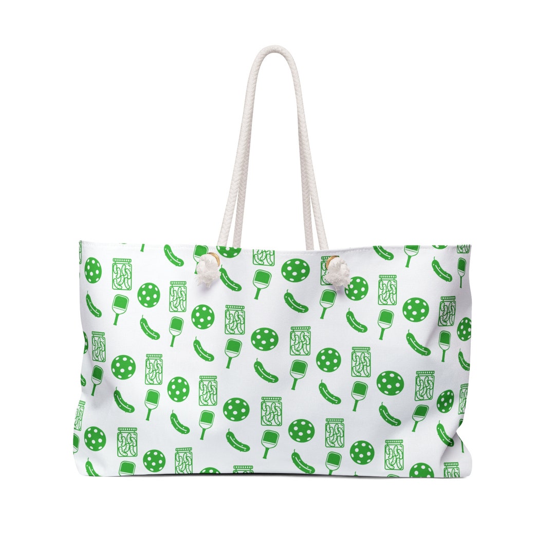 Pickleball Theme Weekender Bag, Cute Pickleball Bag, Green and White ...