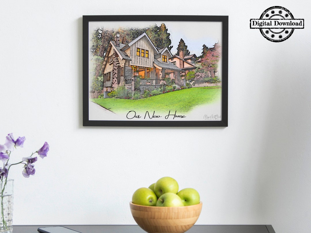 Custom House Drawing Prints Custom Our First Home Map Print Realtor ...