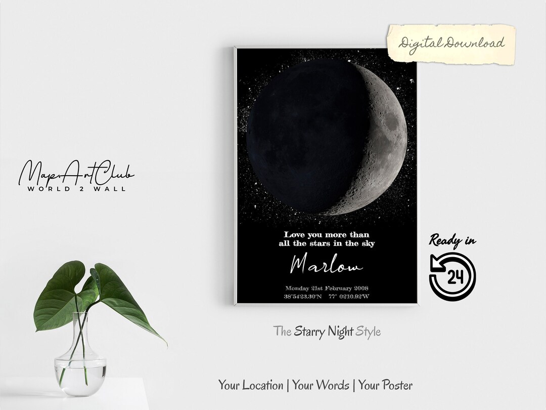 Digital Custom Moon Phase Print the Night We Met the Day We Wed One ...