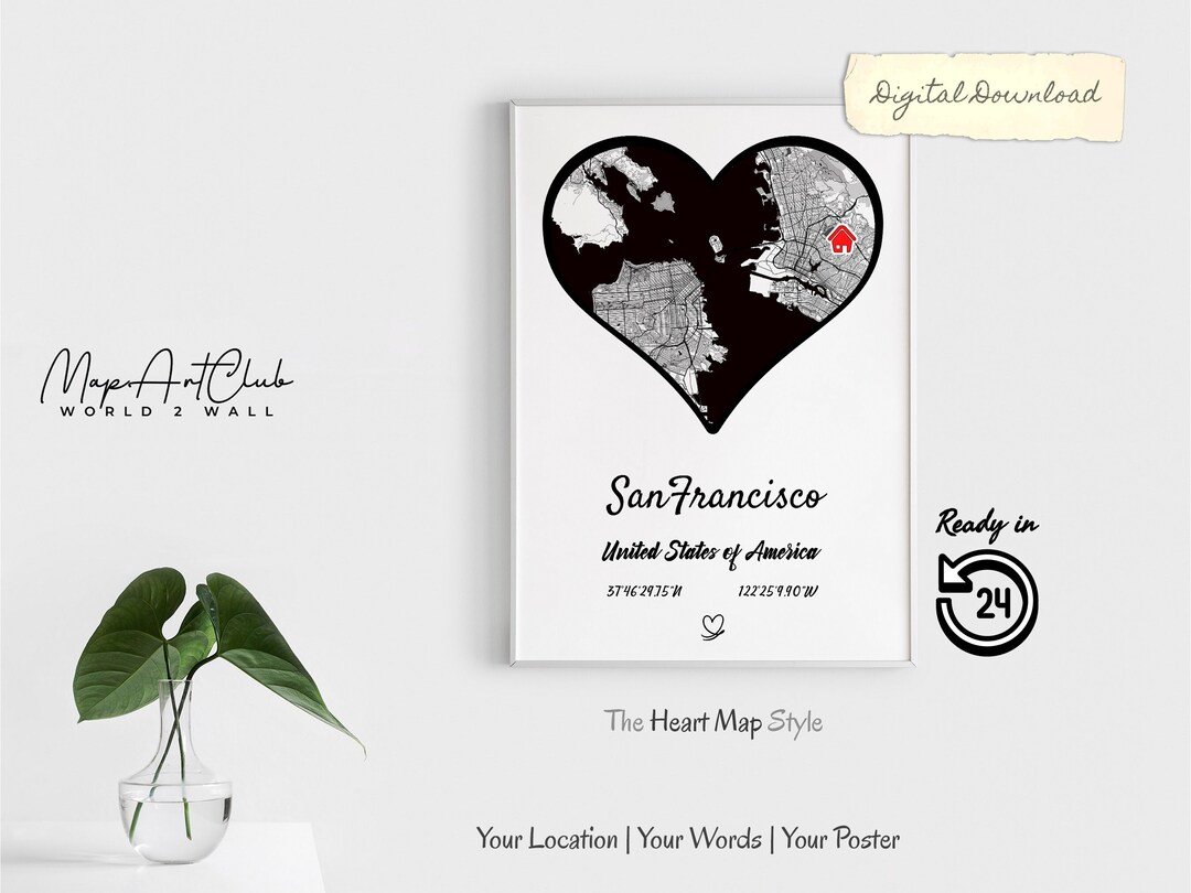 Impresión de mapa de corazón personalizado Mapa personalizado - Etsy México