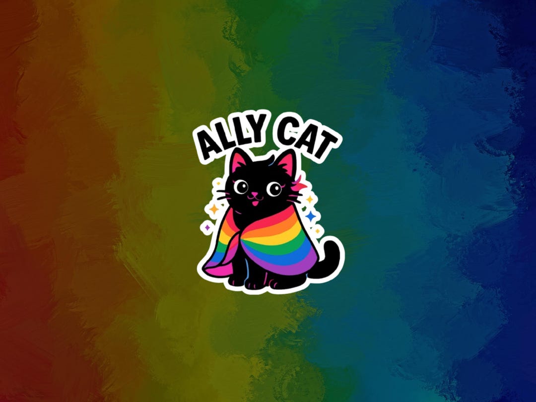 Ally Cat Pride Sticker: Rainbow LGBTQ+ Vinyl Decal - Etsy