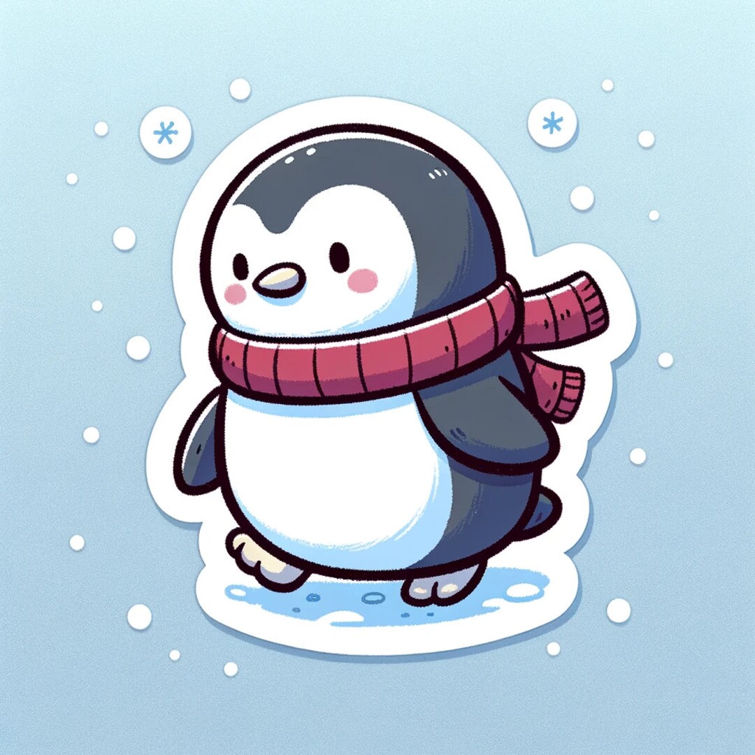 Winter Penguin Sticker – Cute Scarf Decal, Holiday Decor - Etsy