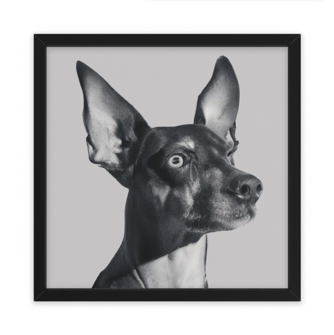 Beautiful Detailed Black and White Pincher Dog, Wall Art, Home Decor ...