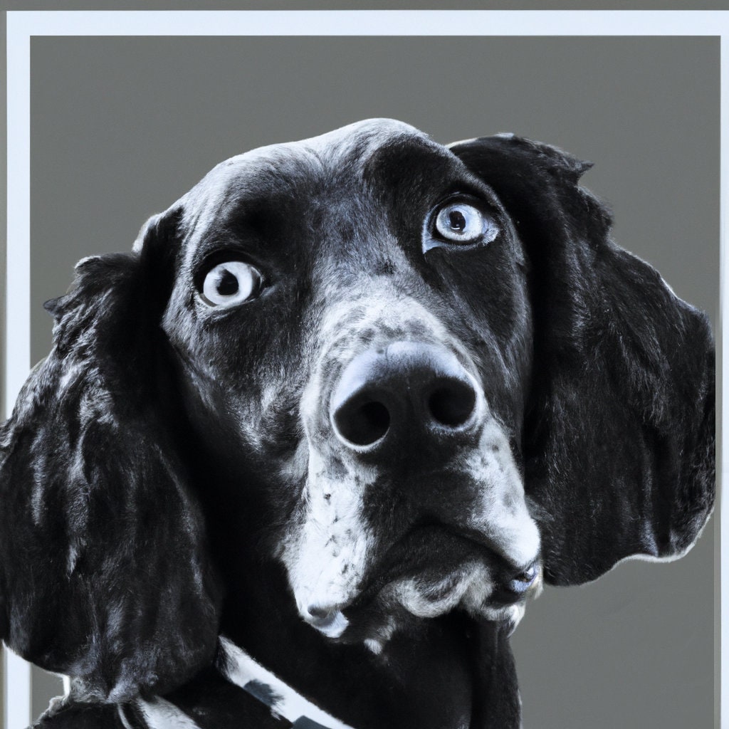 Detailed Black and White Doodle Pointer Dog, Wall Art, Home Decor ...