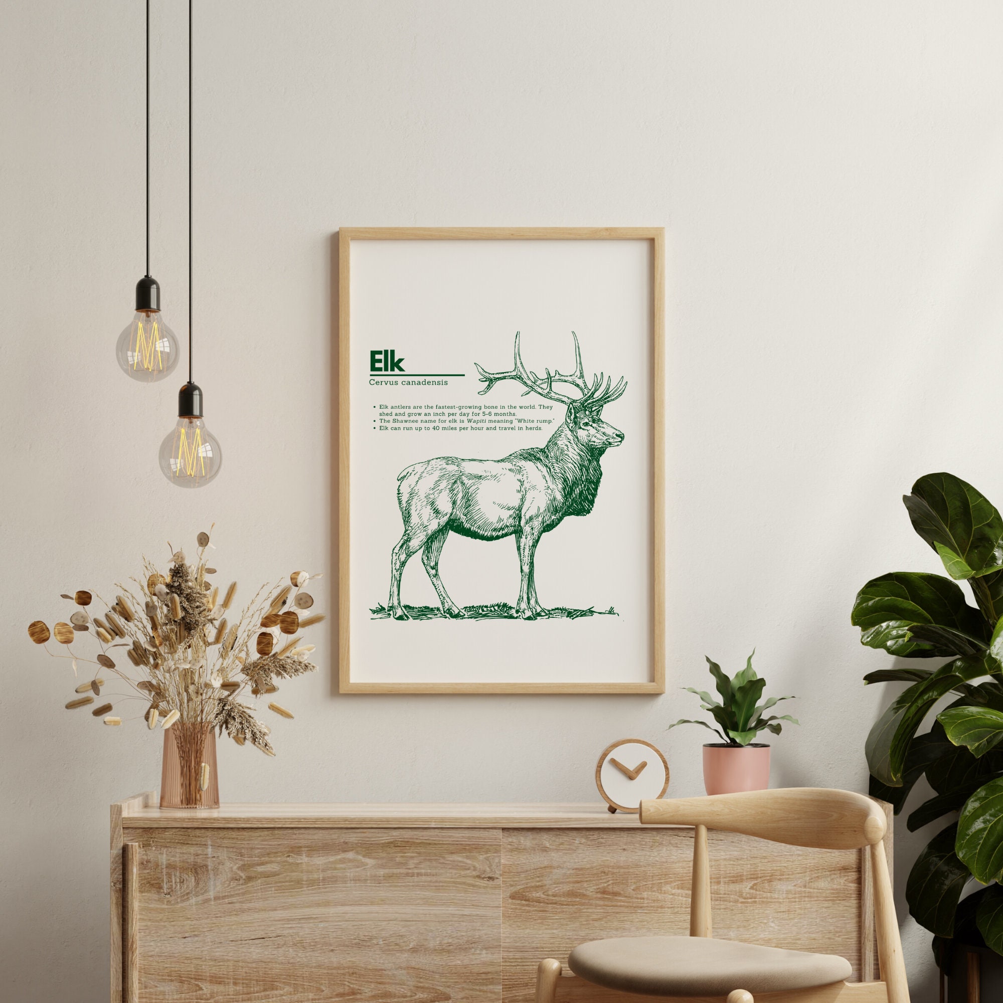 6 Unique Printable North American Animal Poster Collection. Elk, Moose ...
