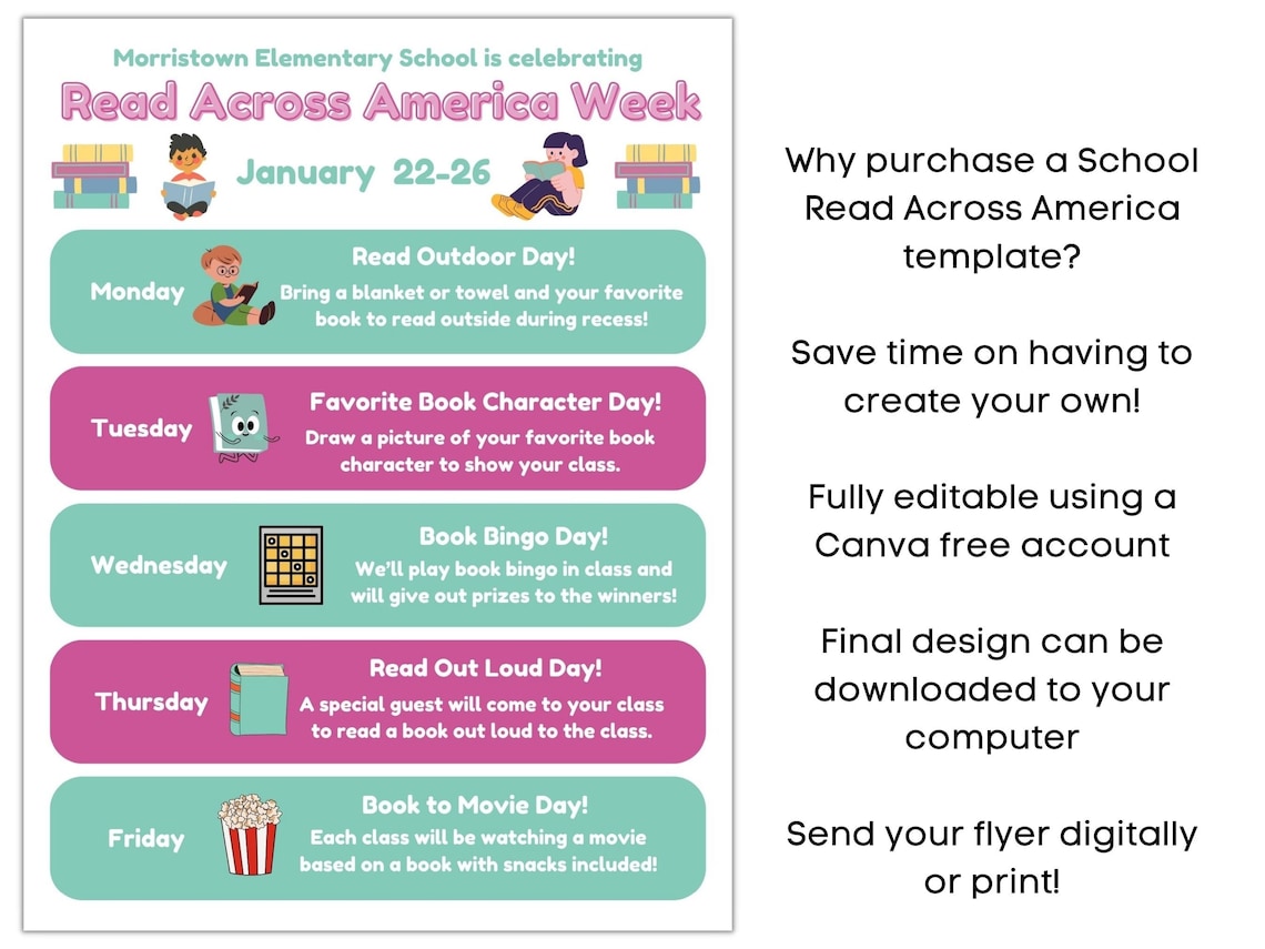 Read Across America Week Flyer | Reading Across America Activity ...