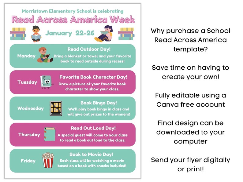 Read Across America Week Flyer | Reading Across America Activity ...