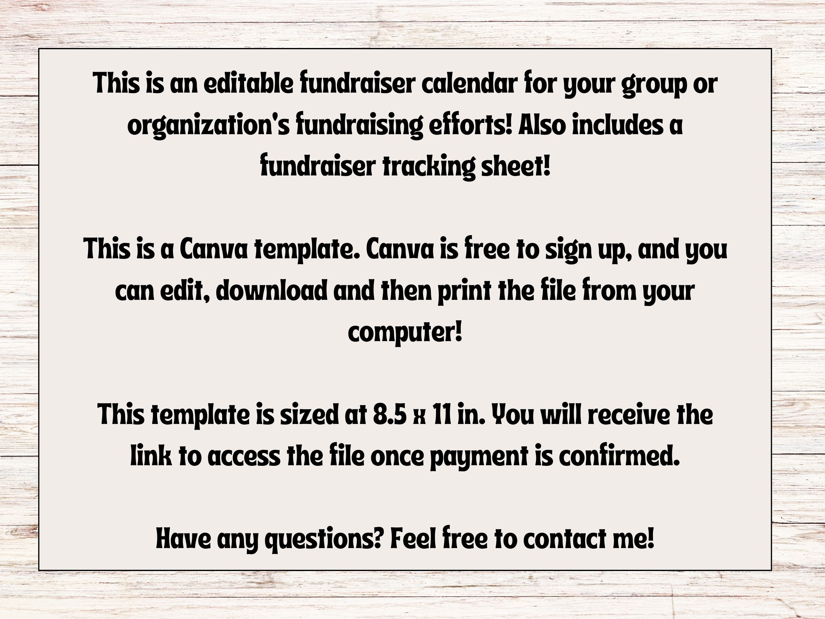 Pick a Date to Donate, Pay the Date Fundraiser, Editable Calendar ...