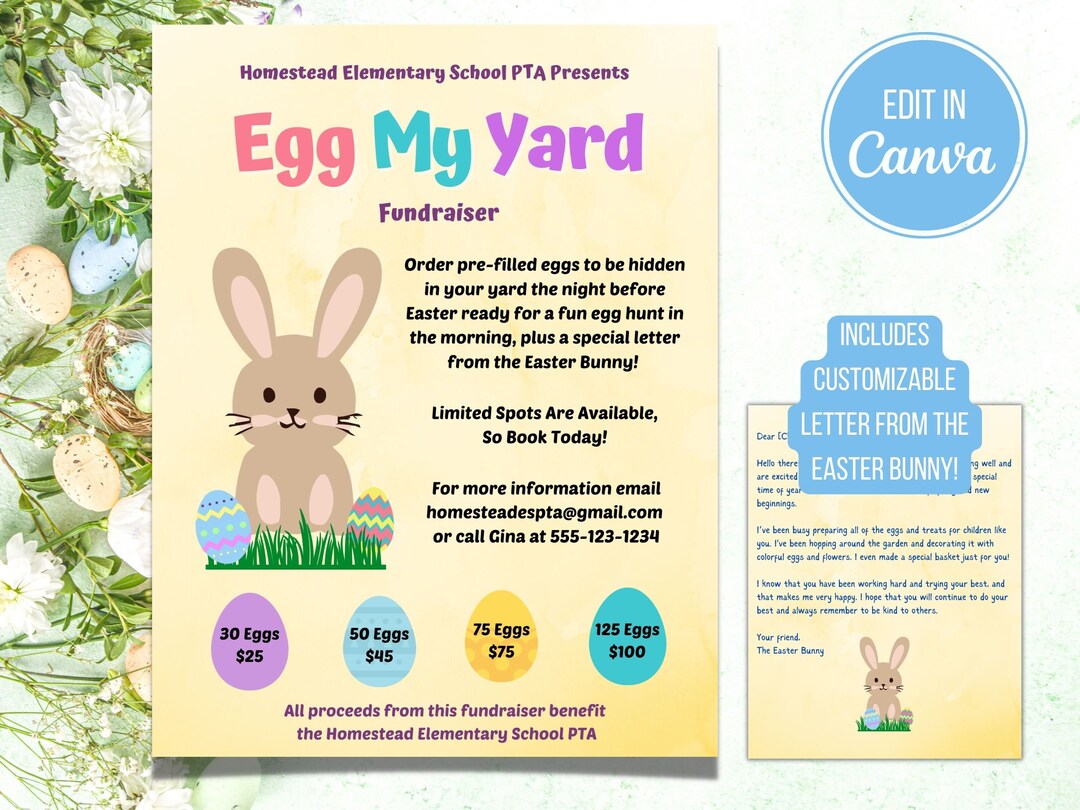 Editable Egg My Yard Flyer | Easter Fundraiser Church Neighborhood Egg ...