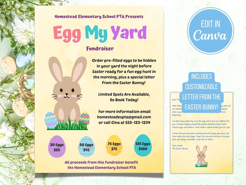Editable Egg My Yard Flyer | Easter Fundraiser Church Neighborhood Egg ...
