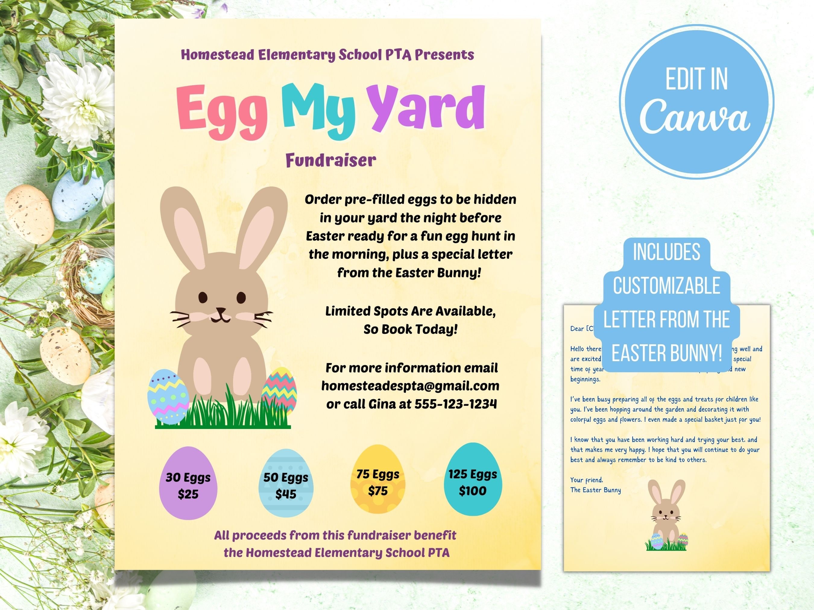 Editable Egg My Yard Flyer | Easter Fundraiser Church Neighborhood Egg ...