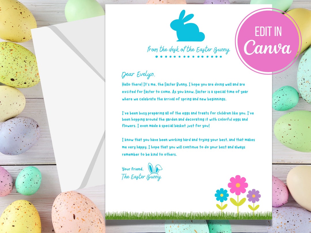 Easter Bunny Letter to Kids | Easter Printable Stationery | Printable ...