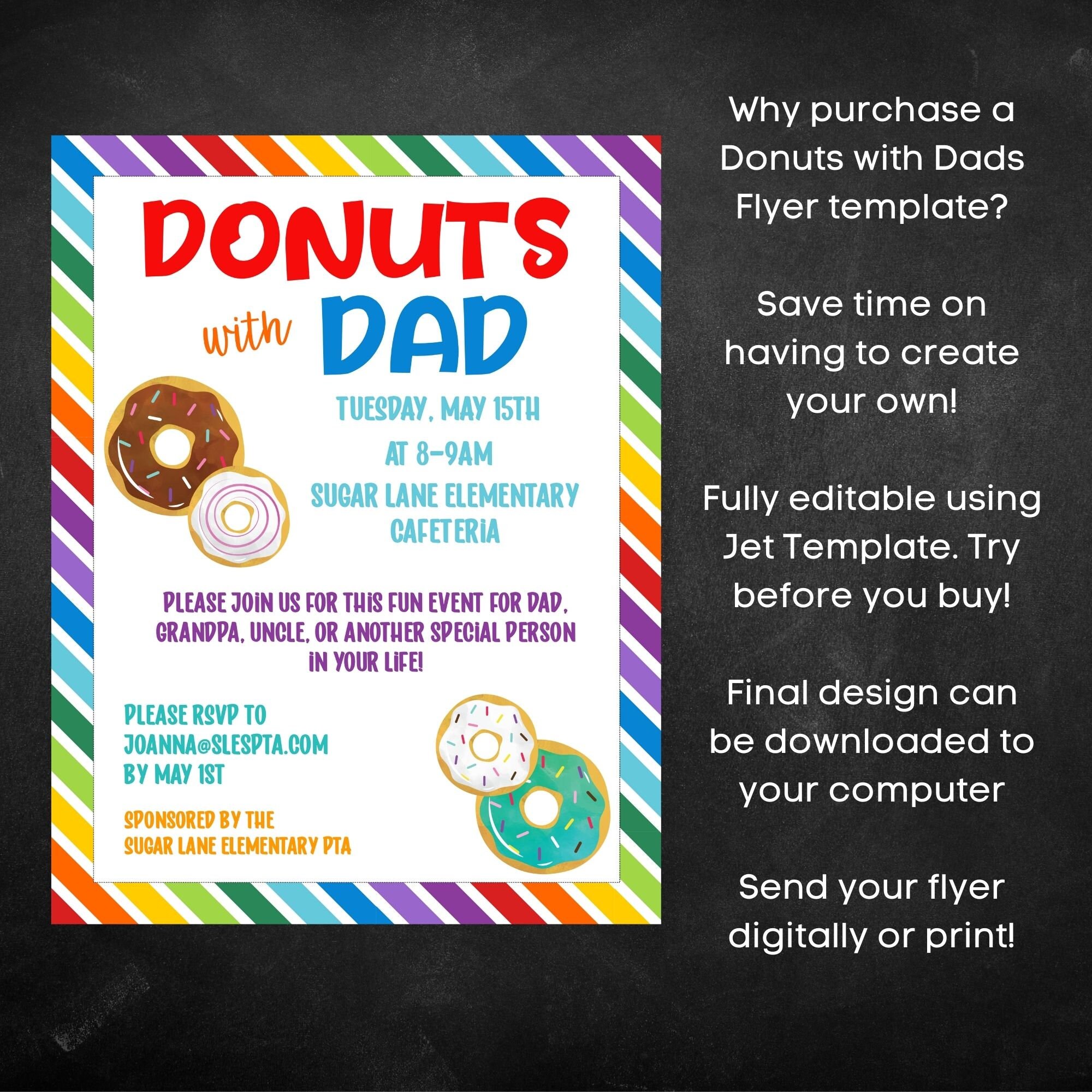 Donuts With Dad, Donuts With Dad Flyer, Donuts With Dad Editable ...