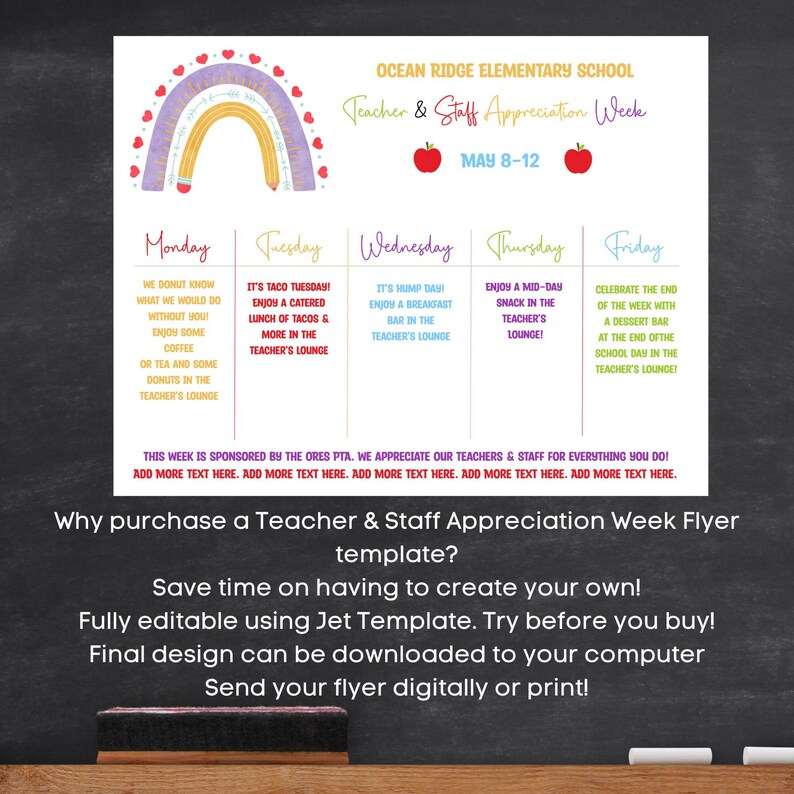 Editable Teacher Appreciation Week Flyer, School Staff Appreciation ...