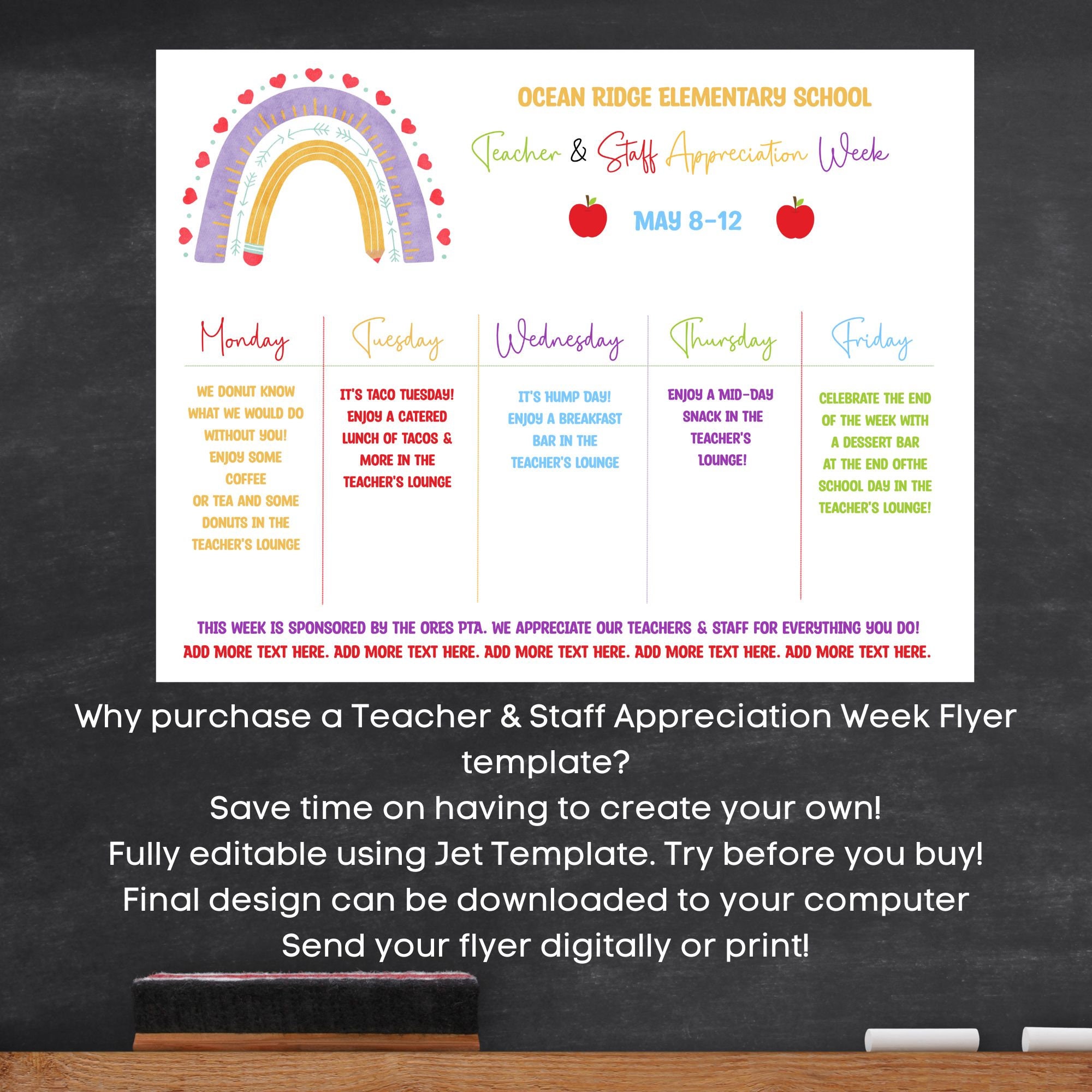 Editable Teacher Appreciation Week Flyer, School Staff Appreciation ...