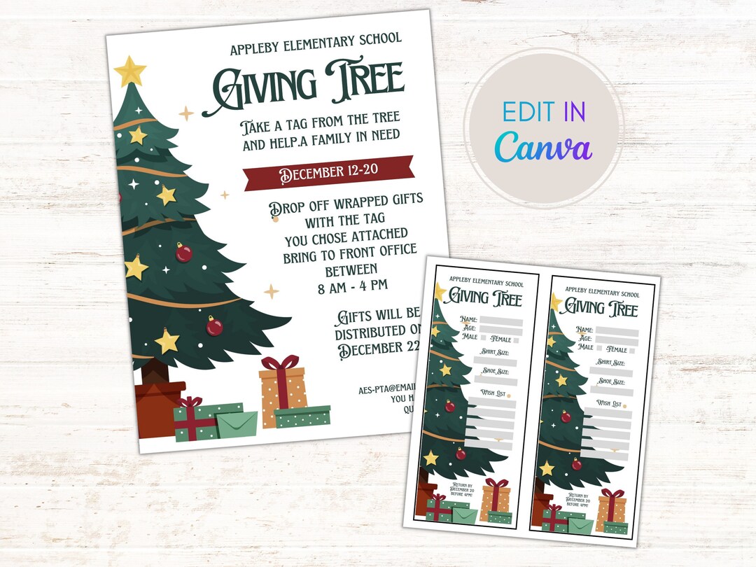 EDITABLE Giving Tree Flyer and Tags, Christmas Giving Tree, Holiday ...