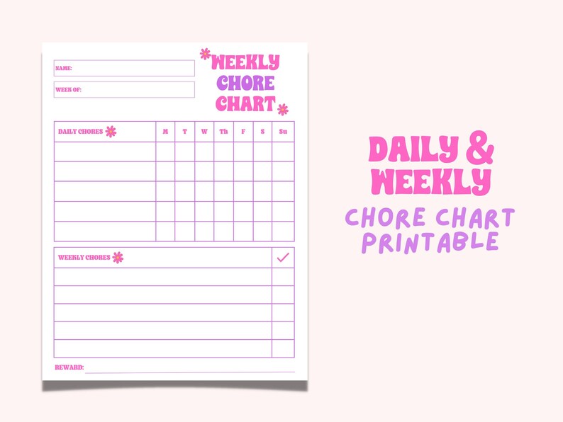Kids Chore Chart | Daily Checklist | Reward Chart | Daily Chore Chart ...