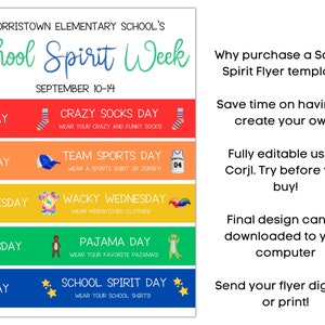 School Spirit Week Flyer Printable School Activity Schedule School Pto ...