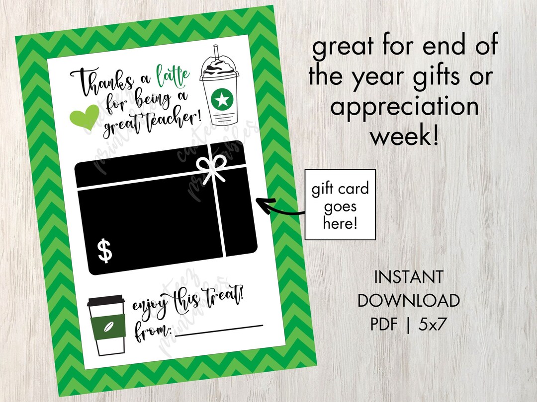 Teacher Gift Card Holder Starbucks Coffee Gift Card, Teacher ...