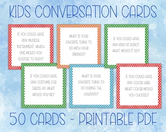 Conversation Card Family Set of 30 Summer Kid Printable - Etsy