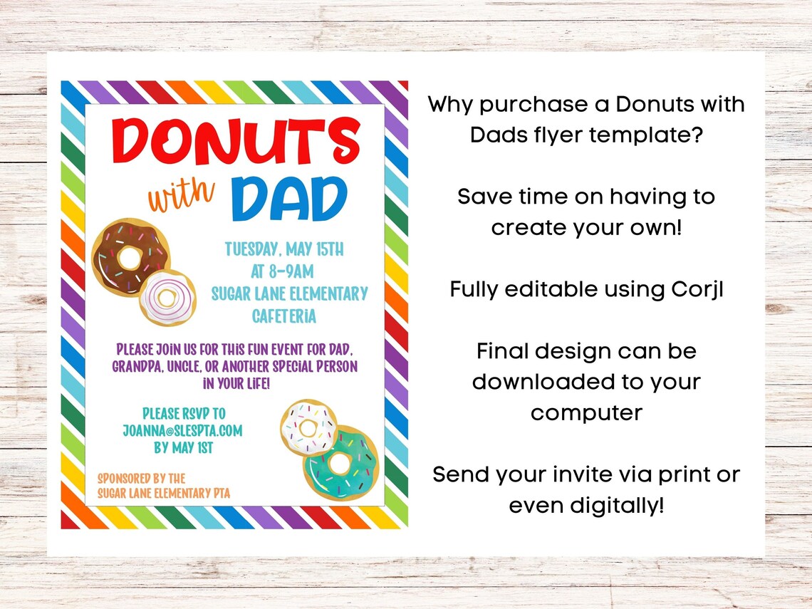 Donuts With Dad, Donuts With Dad Flyer, Donuts With Dad Editable ...