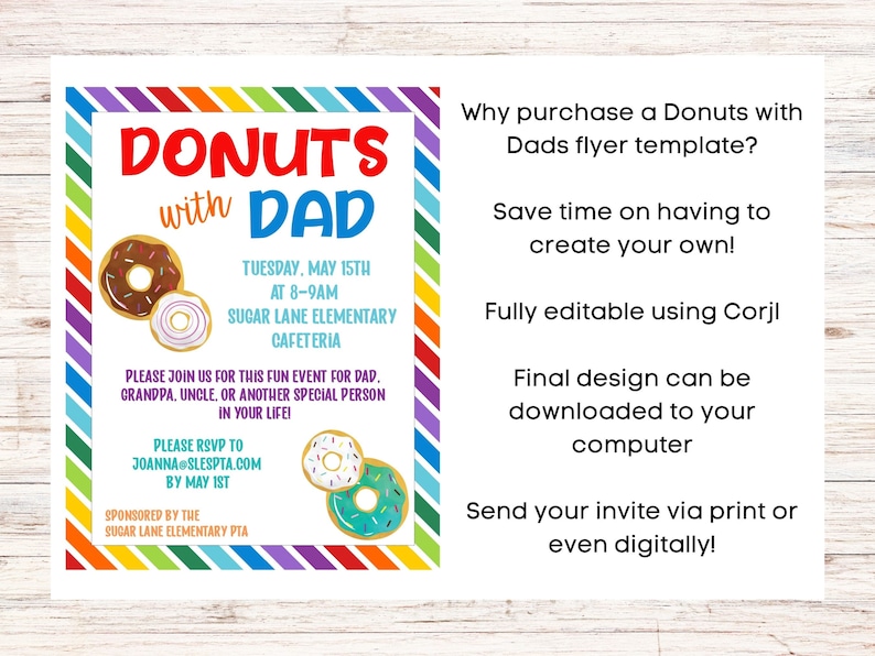 Donuts With Dad, Donuts With Dad Flyer, Donuts With Dad Editable ...