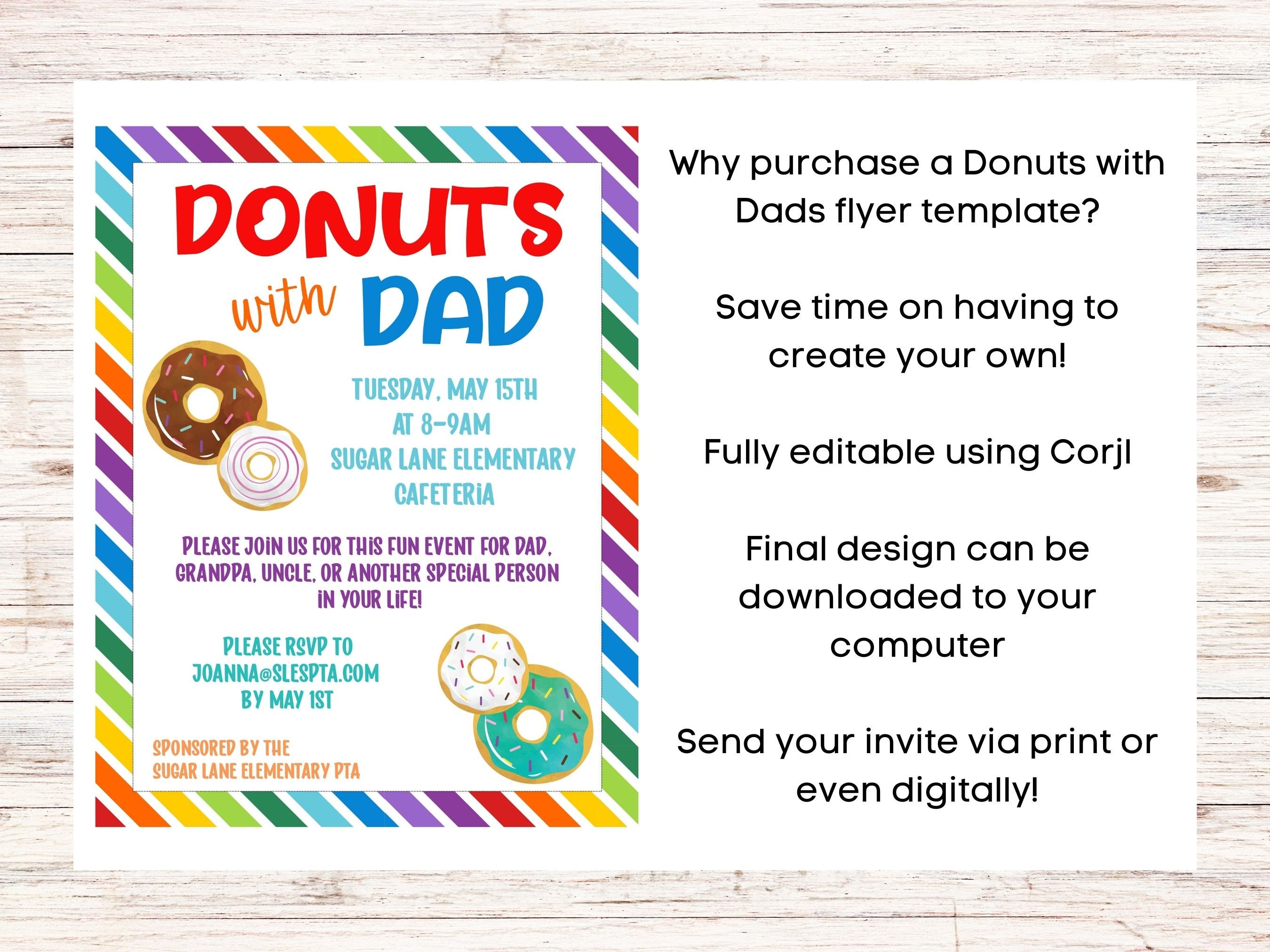 Donuts With Dad, Donuts With Dad Flyer, Donuts With Dad Editable ...