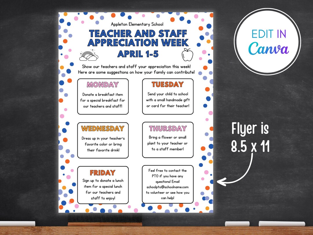 Teacher and Staff Appreciation Week Flyer Teacher and Staff Gifts ...