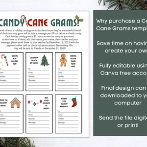 Editable Candy Cane Gram, Christmas Candy Gram, Candy Gift Tag, School ...