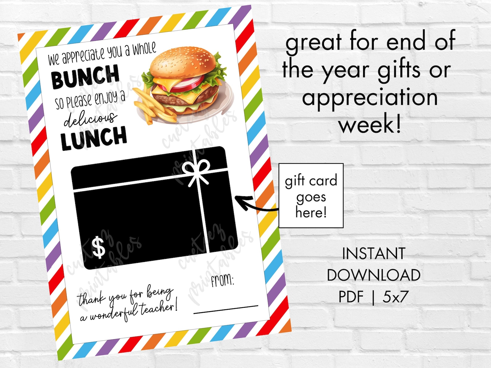 Teacher Gift Card Holder Lunch Gift Card, Teacher Appreciation Card ...