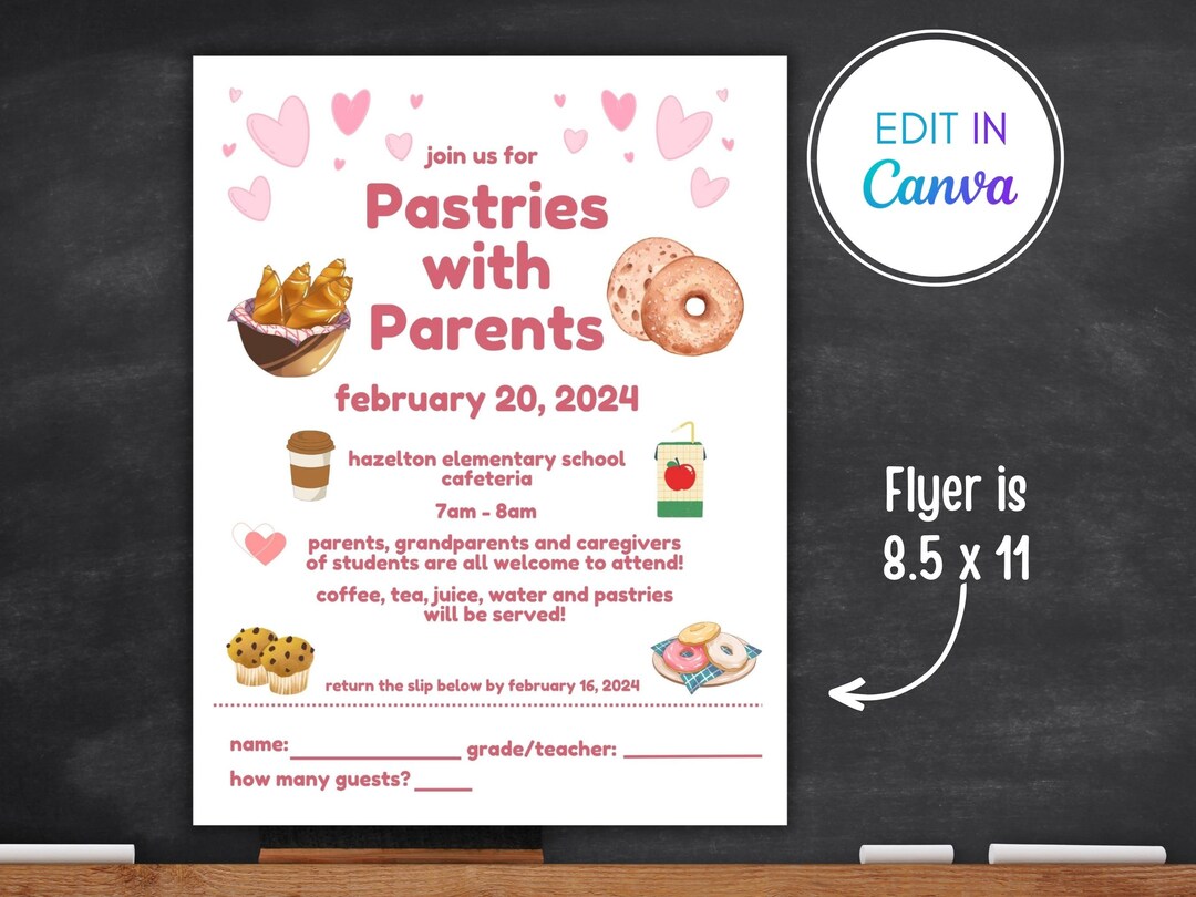 Pastries With Parents Flyer | Pastries With Parent Event | School Pto ...