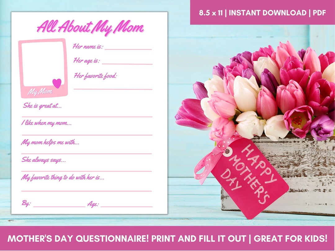 Mothers Day Interview, All About My Mom, Mother's Day Gift, Gift for ...