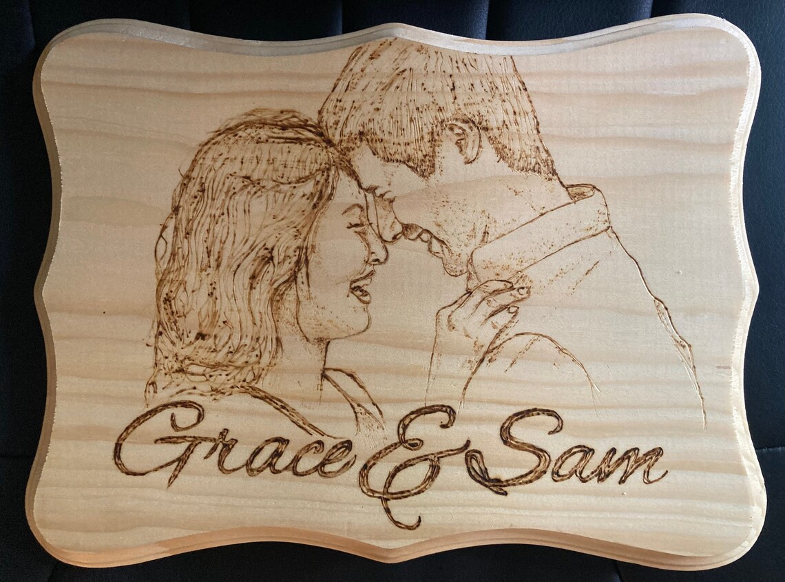 Custom Portrait Pyrography Wood Burned Photo Wedding - Etsy