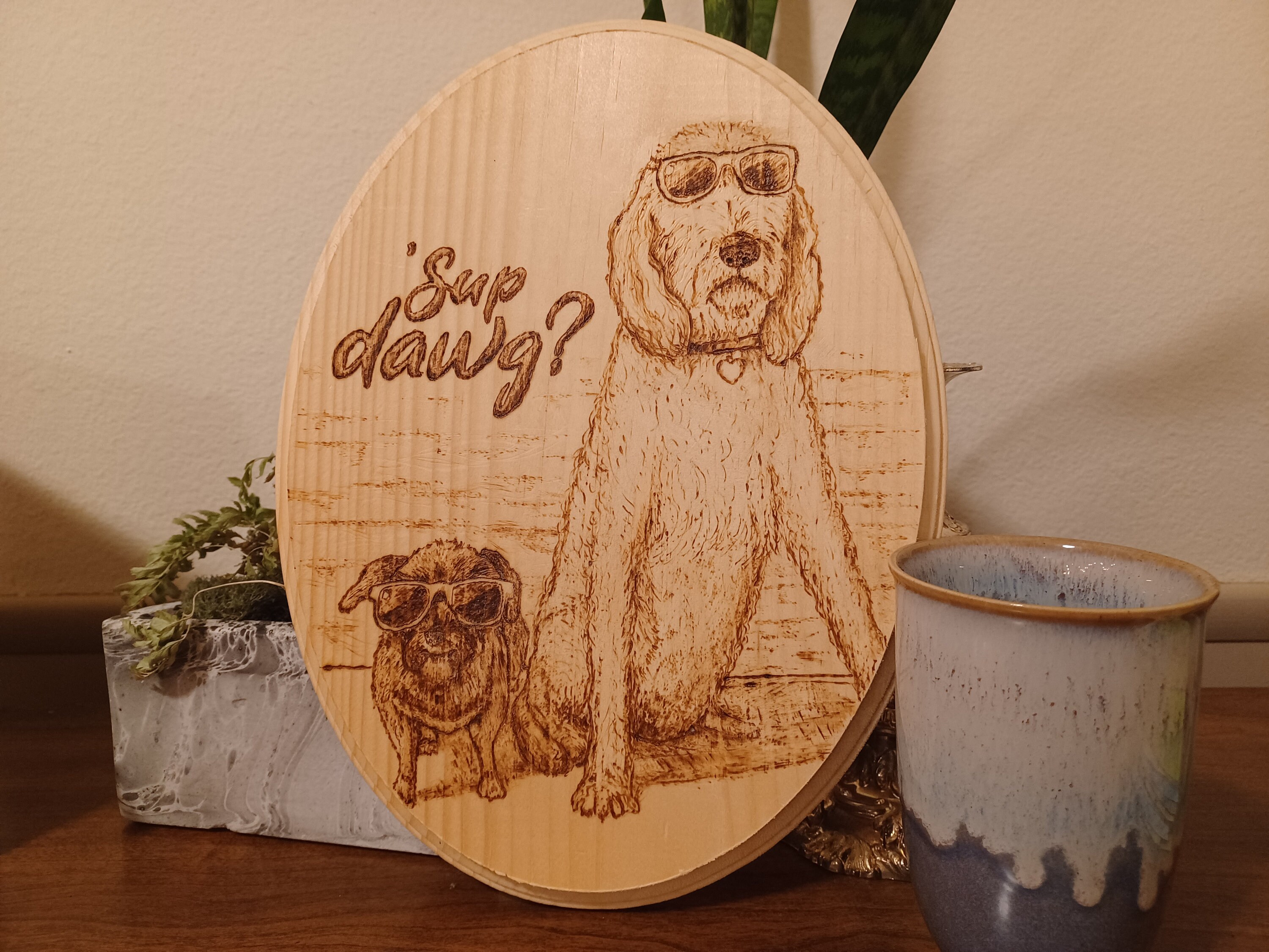 Custom Portrait With Text Pyrography Wood Burned Photo; Wedding ...