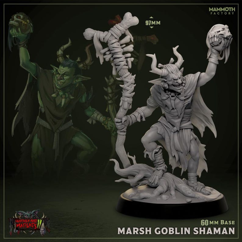 Marsh Goblin Shaman - 8k Resin Miniature - Mammoth Factory - Marshes ...