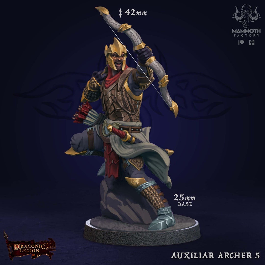 Auxilar Archer - 8k Resin Miniature - Mammoth Factory - Draconic Legion ...