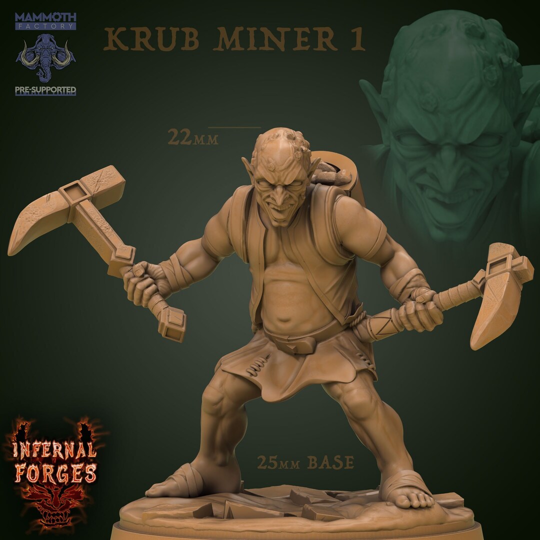 Krub Miner - 8k Resin Miniature - Mammoth Factory - Infernal Forges - Etsy