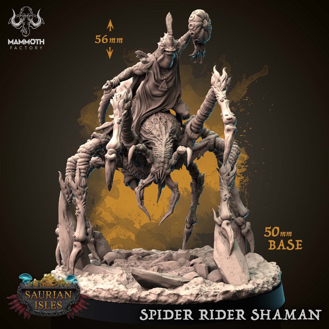 Spider Rider Shaman - 8k Resin Miniature - Mammoth Factory - Saurian ...