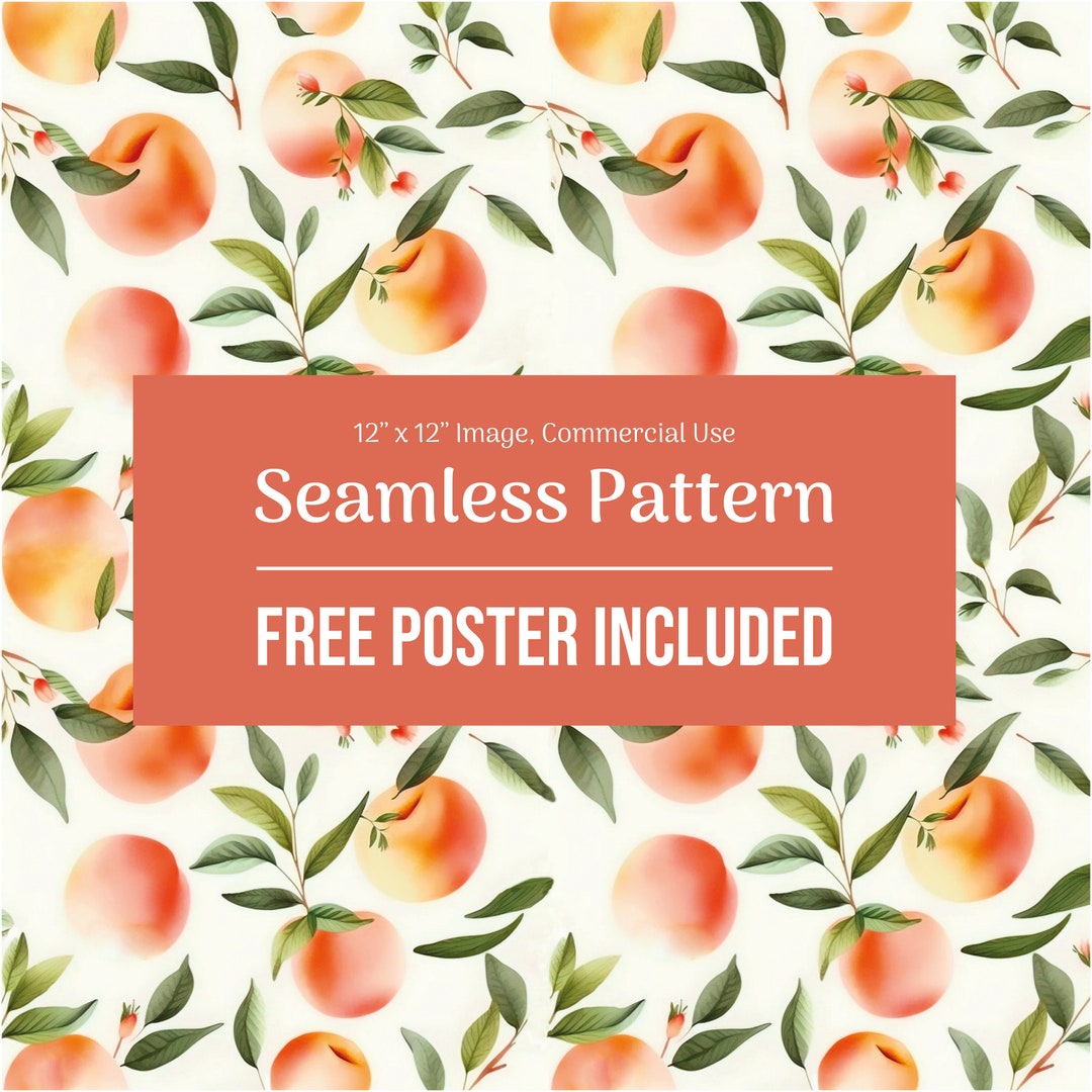 Watercolour Peach Seamless Pattern Peaches Clipart Soft Peaches Digital ...