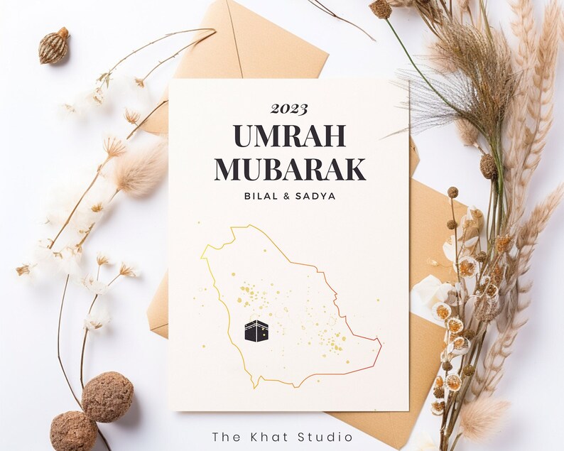 Umrah Mubarak Personalised Printable Card | Umrah Card | Islamic Gifts ...