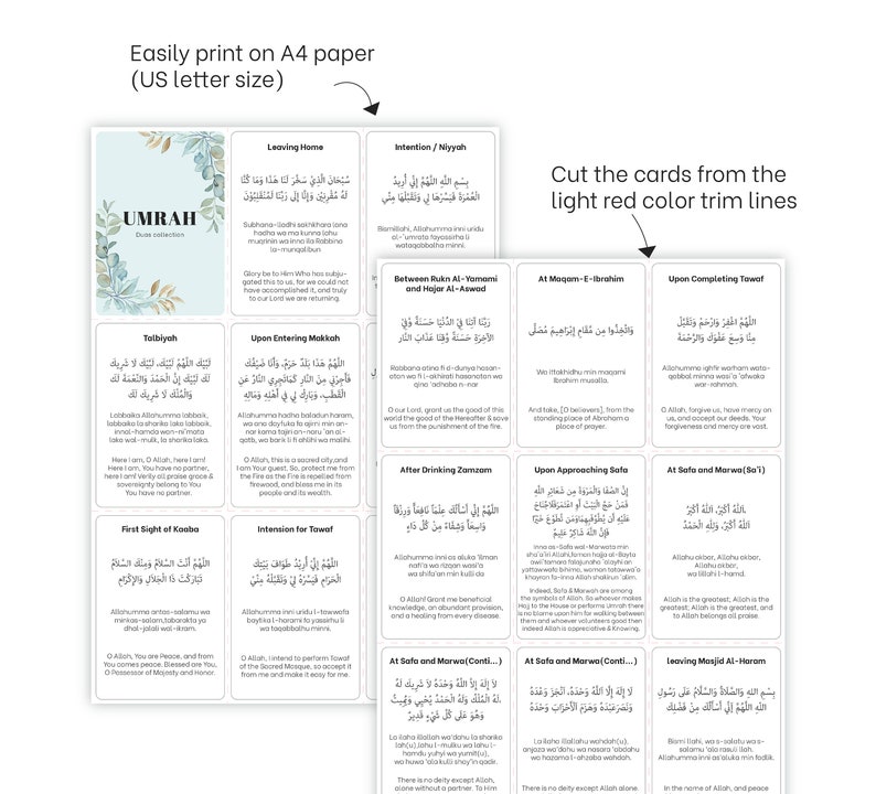 Umrah Dua Printable Cards Flashcards | Umrah Dua Guide | Umr Ah Um Rah ...